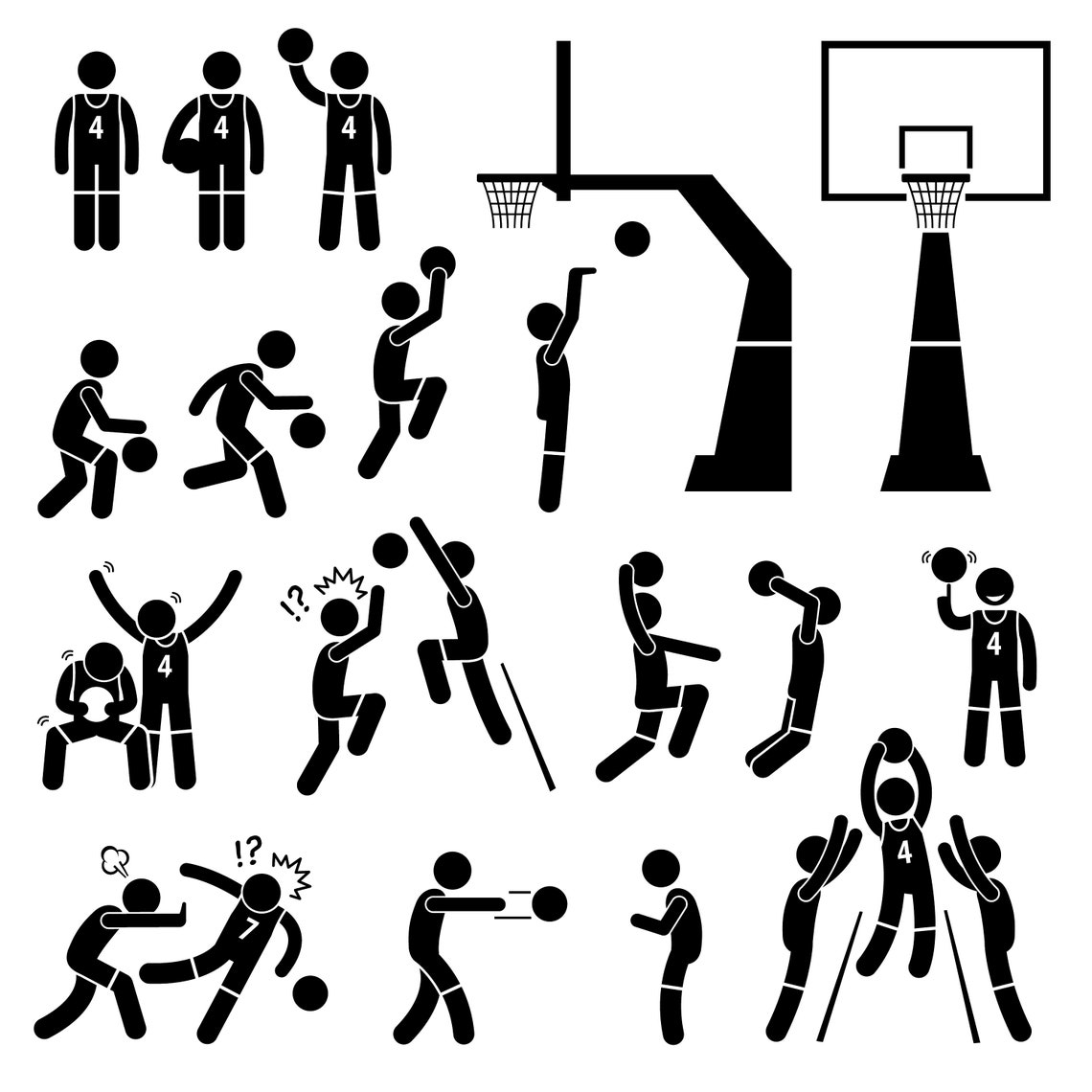 Basketball Player Action Poses Skills Postures Slam Dunk - Etsy