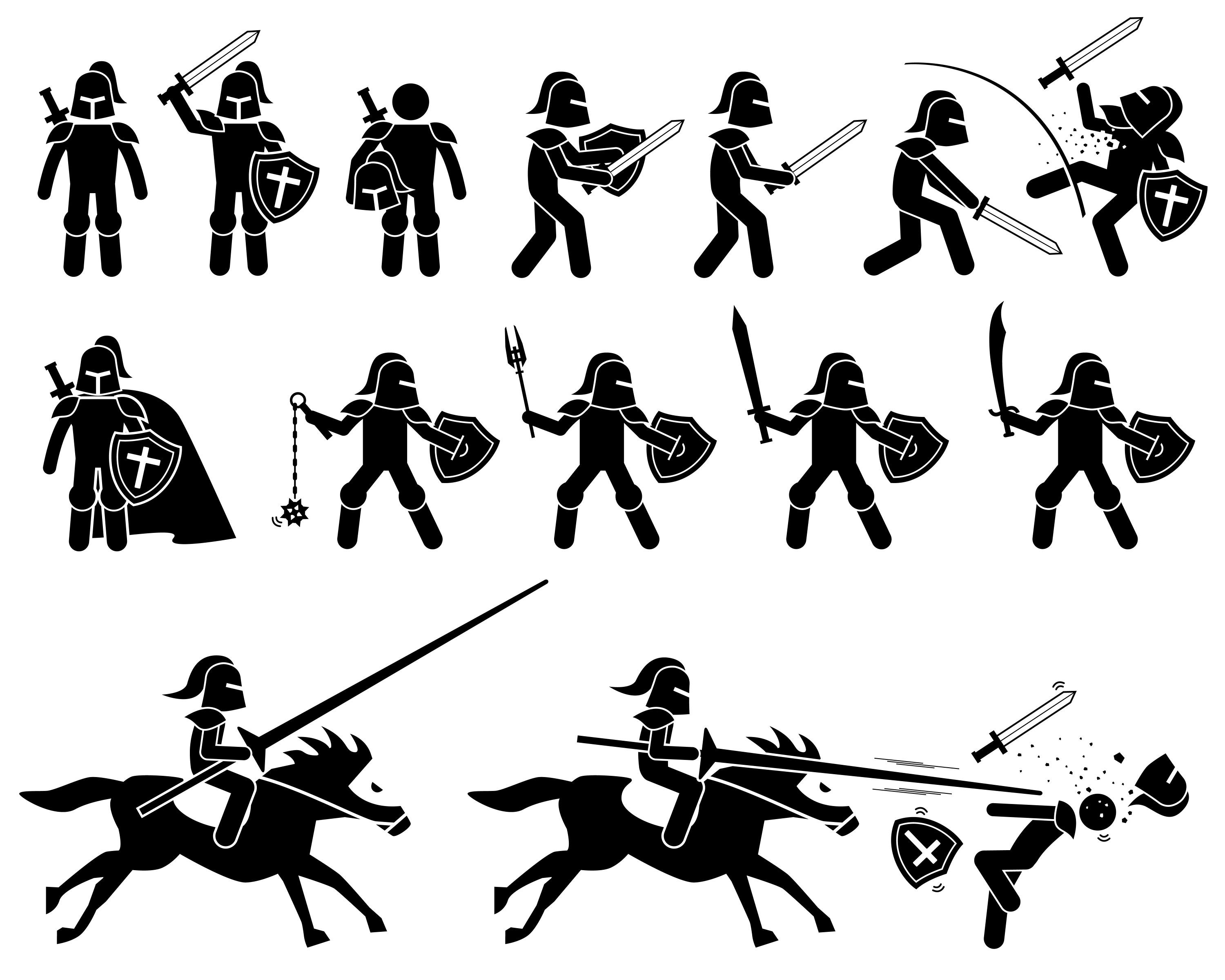 Knight Templar Medieval War Battle Armor Weapons Sword Flail - Etsy UK