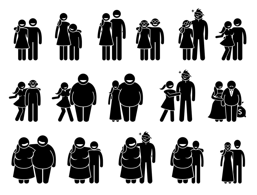 Couple Pair Different Body Size Physical Appearance Together Husband ...
