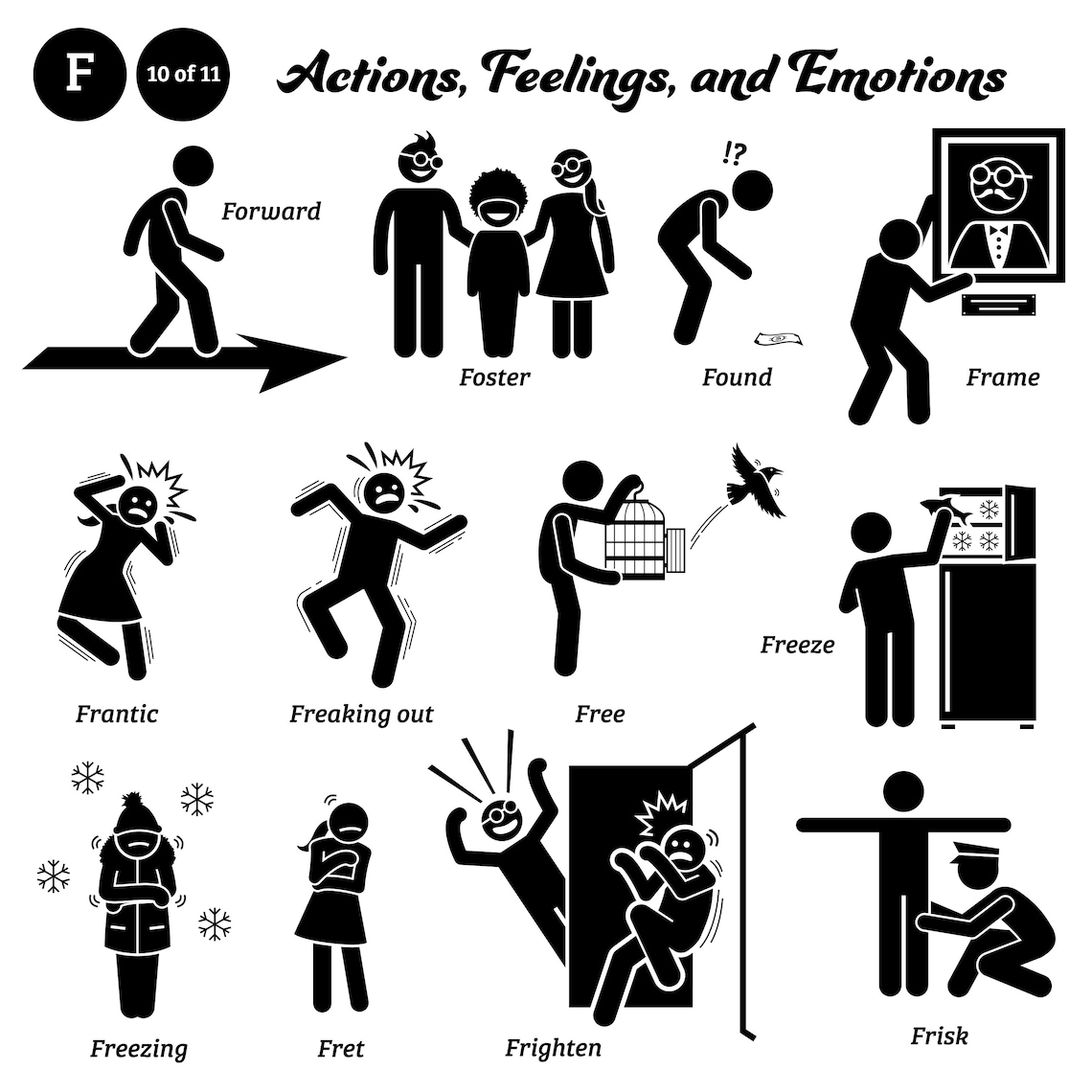 Stick Figures Man People Stickman Silhouette Action Verbs F - Etsy