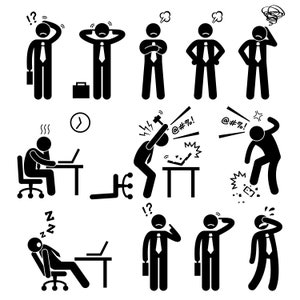 Businessman Business Stick Figure Tired Exhausted Stress Pressure ...