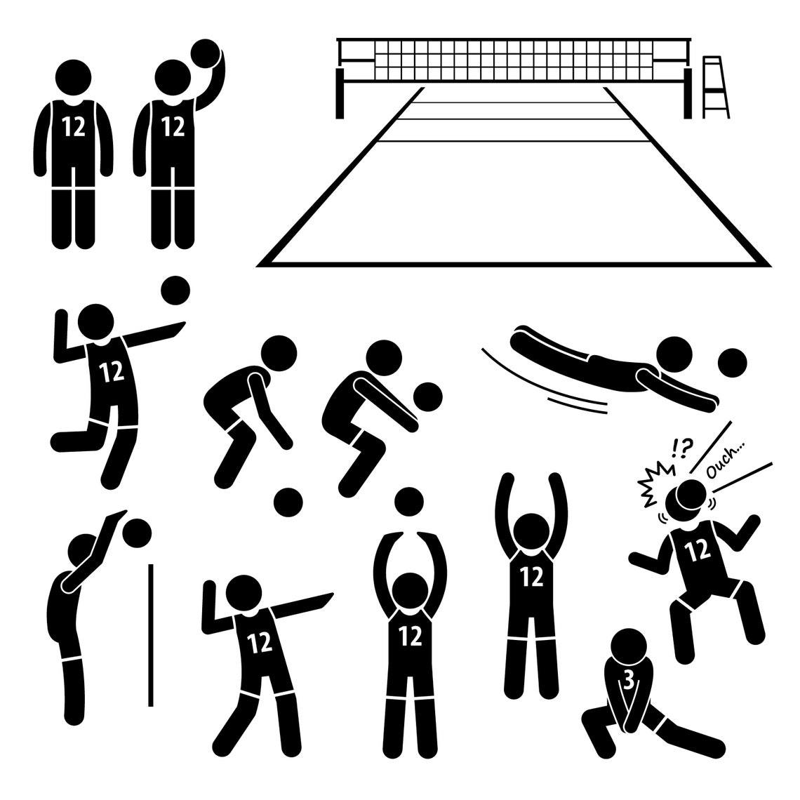 Volleyball Player Sport Athlete Actions Poses Postures Sport Game Court ...