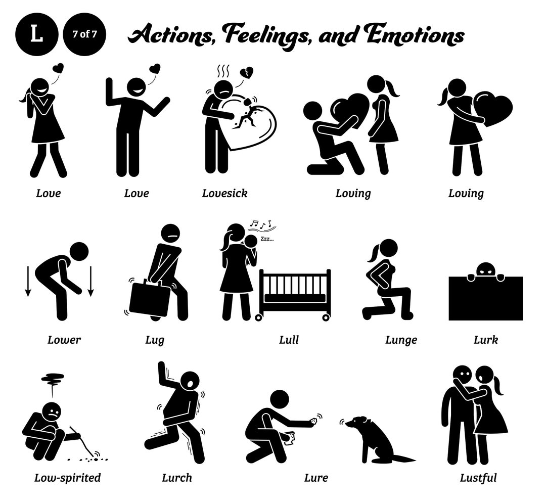 Stick Figures Man People Stickman Silhouette Action Verbs L Vector SVG ...