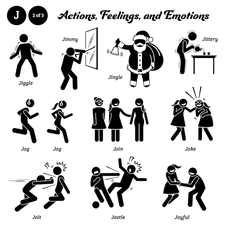 Stick Figures Man People Stickman Silhouette Action Verbs J - Etsy