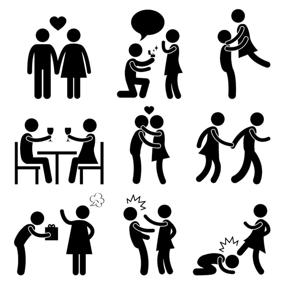 Stick Figures Couple Love Proposal Wedding Kissing Kiss - Etsy