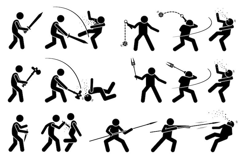 Stick Figure Stickman Cartoon Character Fight Fighting Weapon | Etsy