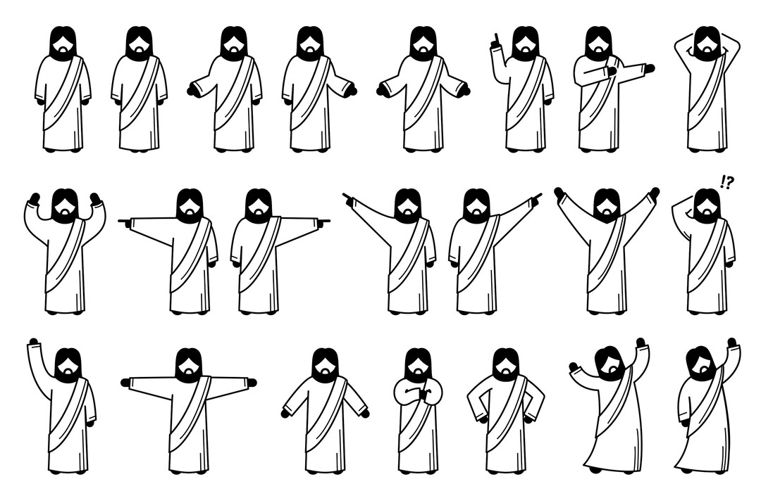 Jesus Christ God Lord Messiah Postures Actions Stick Figure Emotions ...