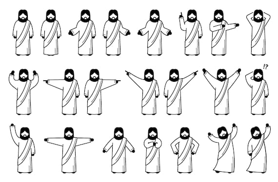 Jesus Christ God Lord Messiah Postures Actions Stick Figure | Etsy
