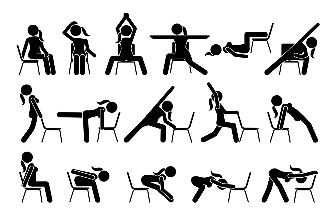 Chair Yoga Exercises Postures Poses Workout Beginners Stretch - Etsy