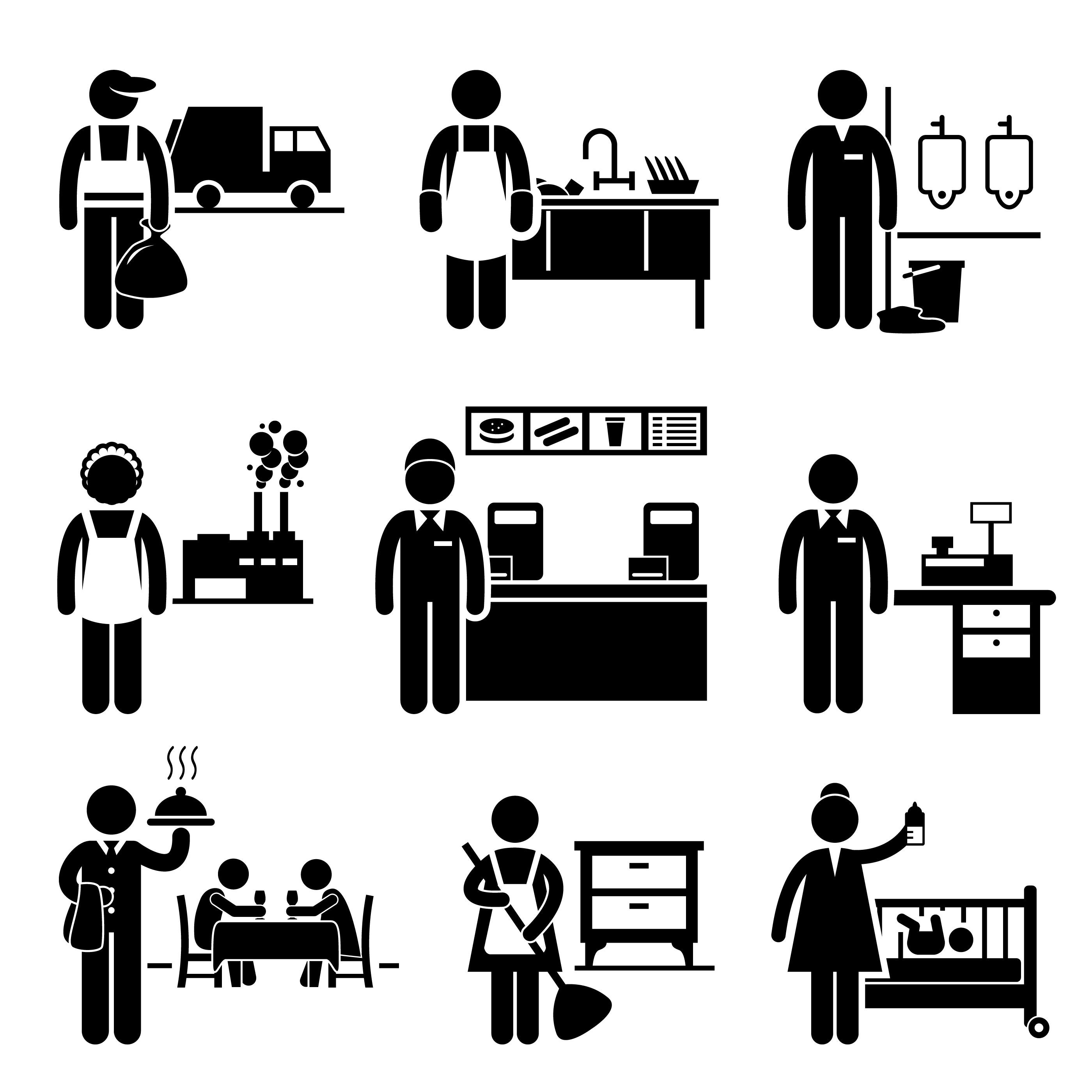 Low Income Job Garbage Man Dishwasher Janitor Factory Worker Fast Food ...