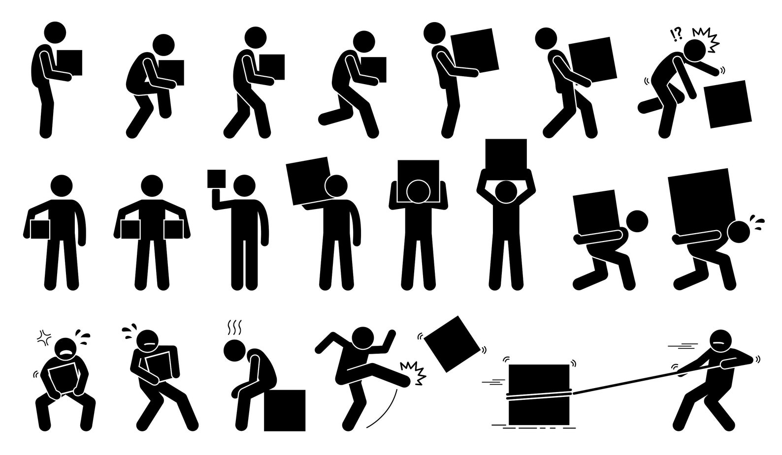 Stick Figure Stickman Man People Person Carry Move Kick Push Walk Run ...
