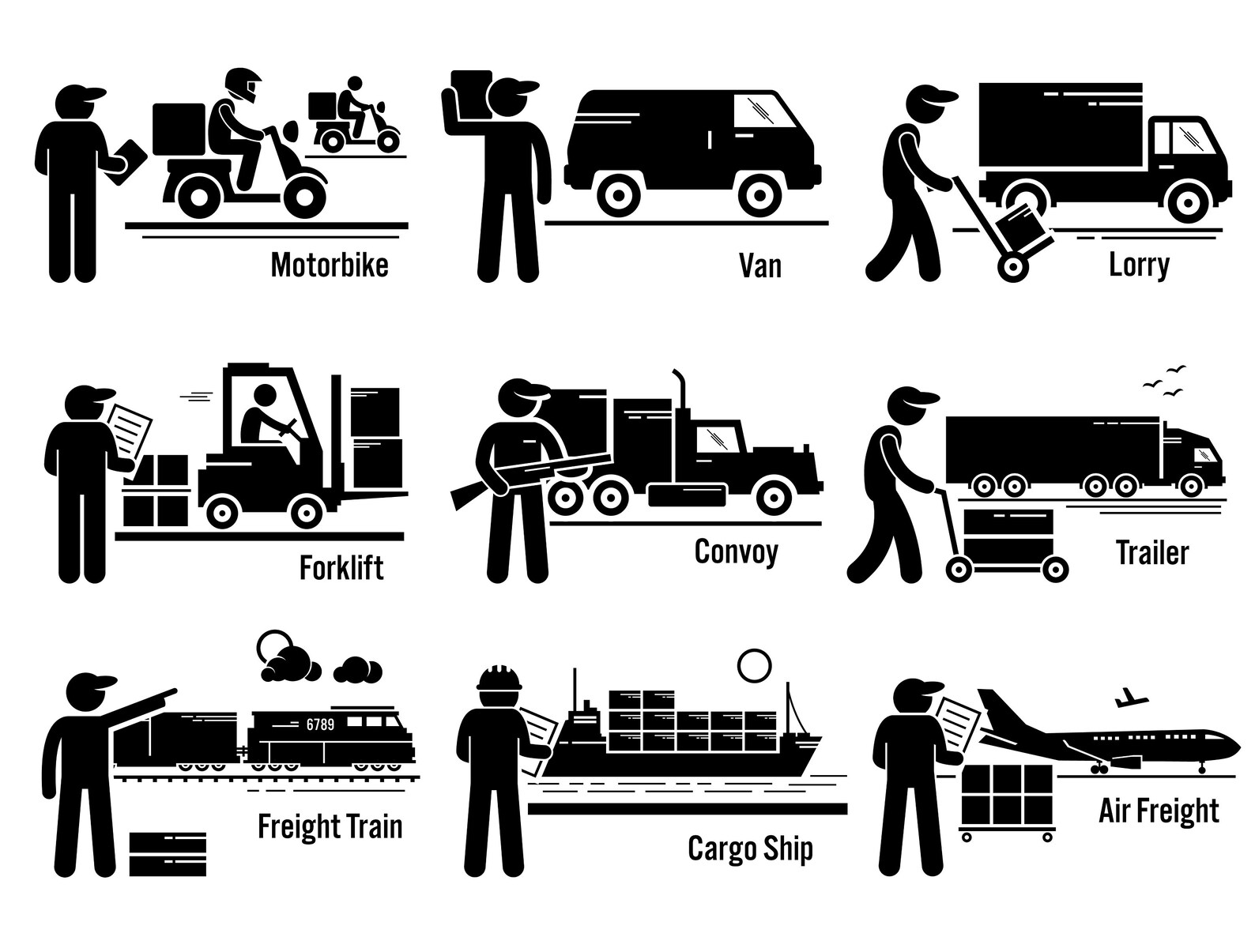 Logistic Transportation Vehicles Motorbike Van Lorry Forklift - Etsy