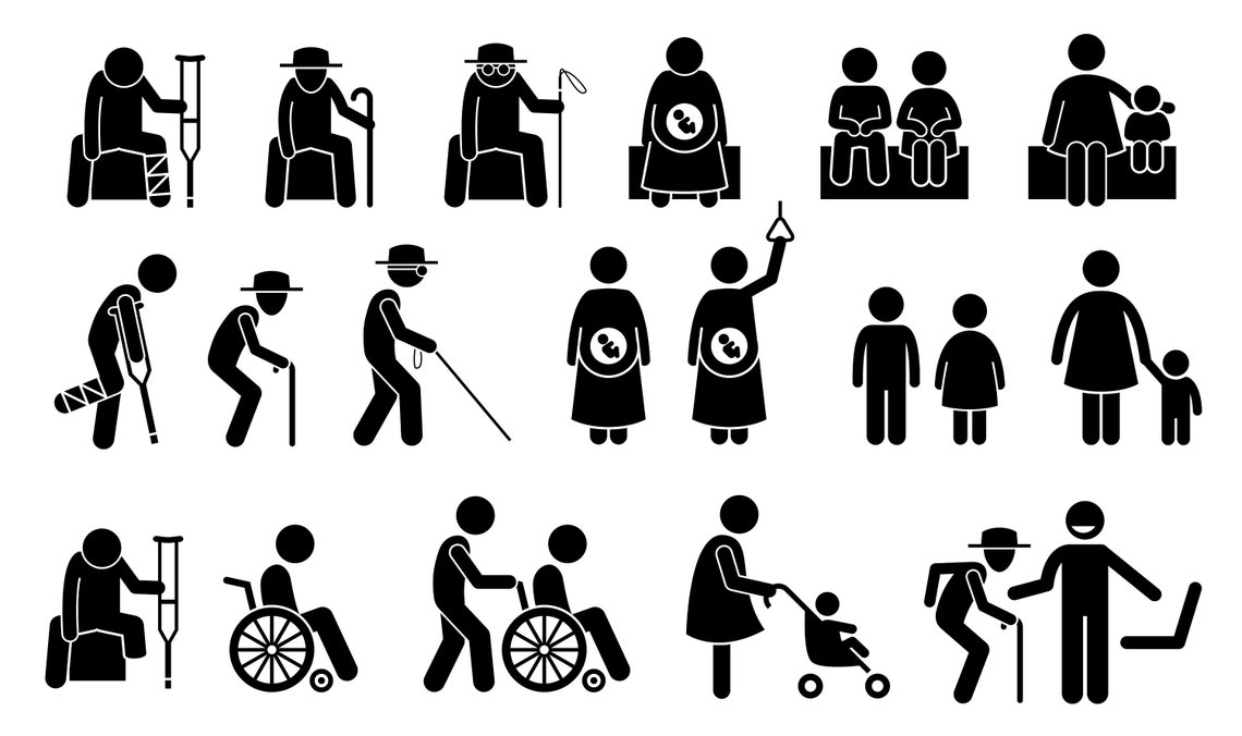 Stick Figures Wheelchair Priority Seat Handicapped - Etsy