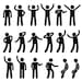 Basic Human Stick Figures Action Postures Poses Simple Black Stickman ...
