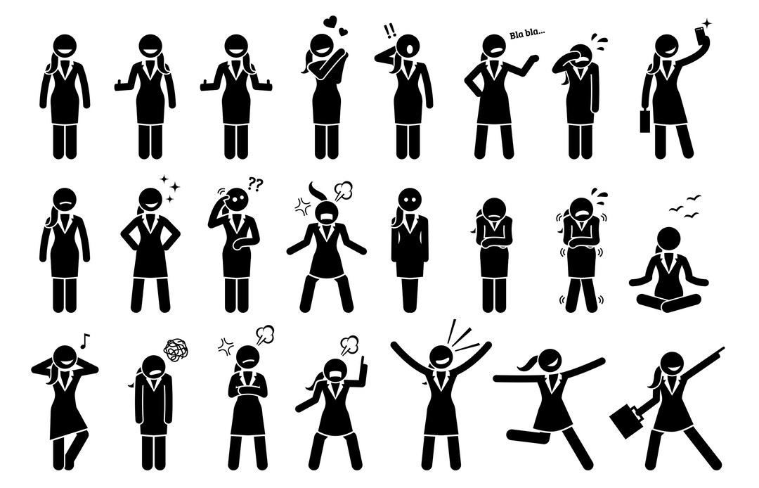 Businesswoman Business Woman Women Lady Girl Feelings Emotions Emoji ...