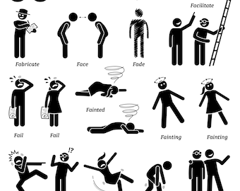Stick Figures Man People Stickman Silhouette Action Verbs F Vector SVG ...