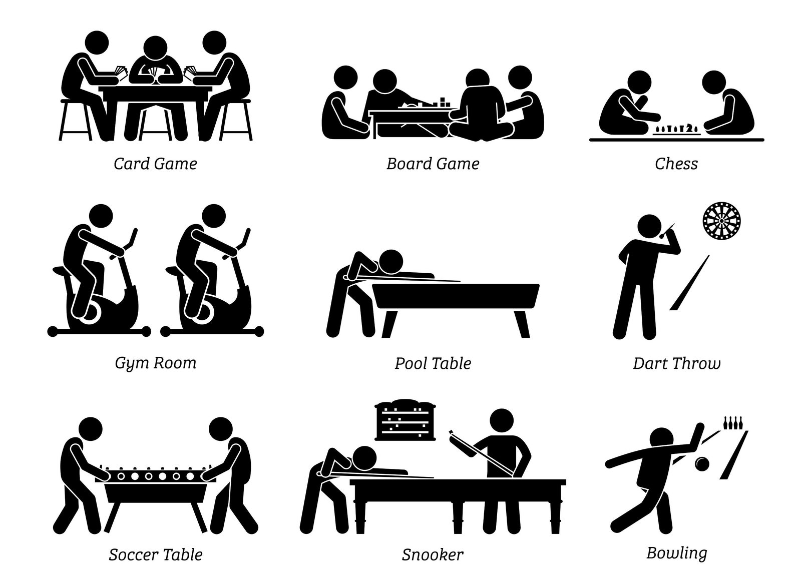 Indoor Club Games Recreational Activities Recreation Card - Etsy