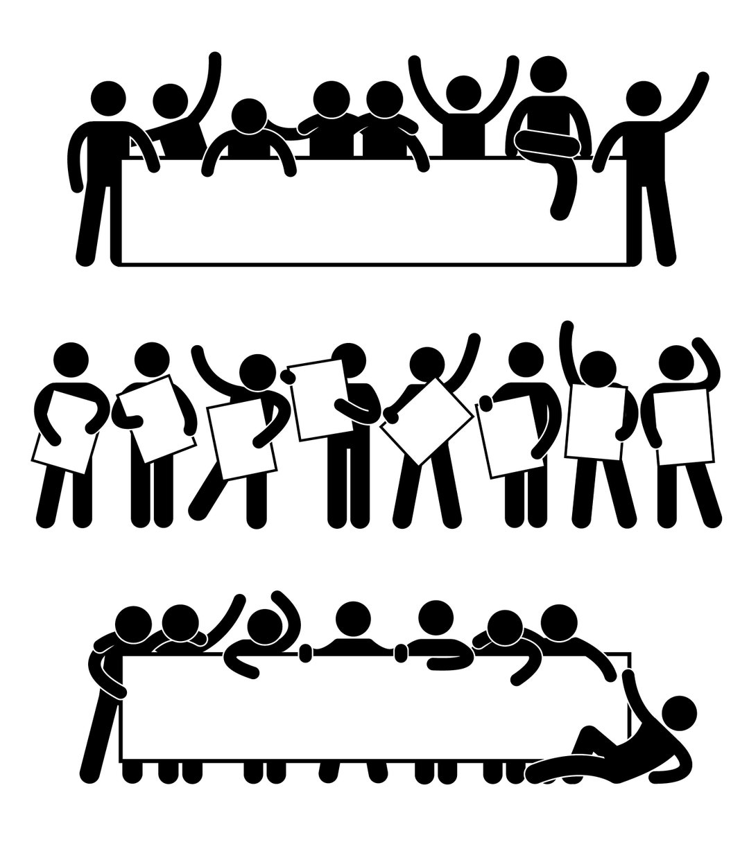 People Human People Holding Empty Banner Poster Promotion Marketing ...