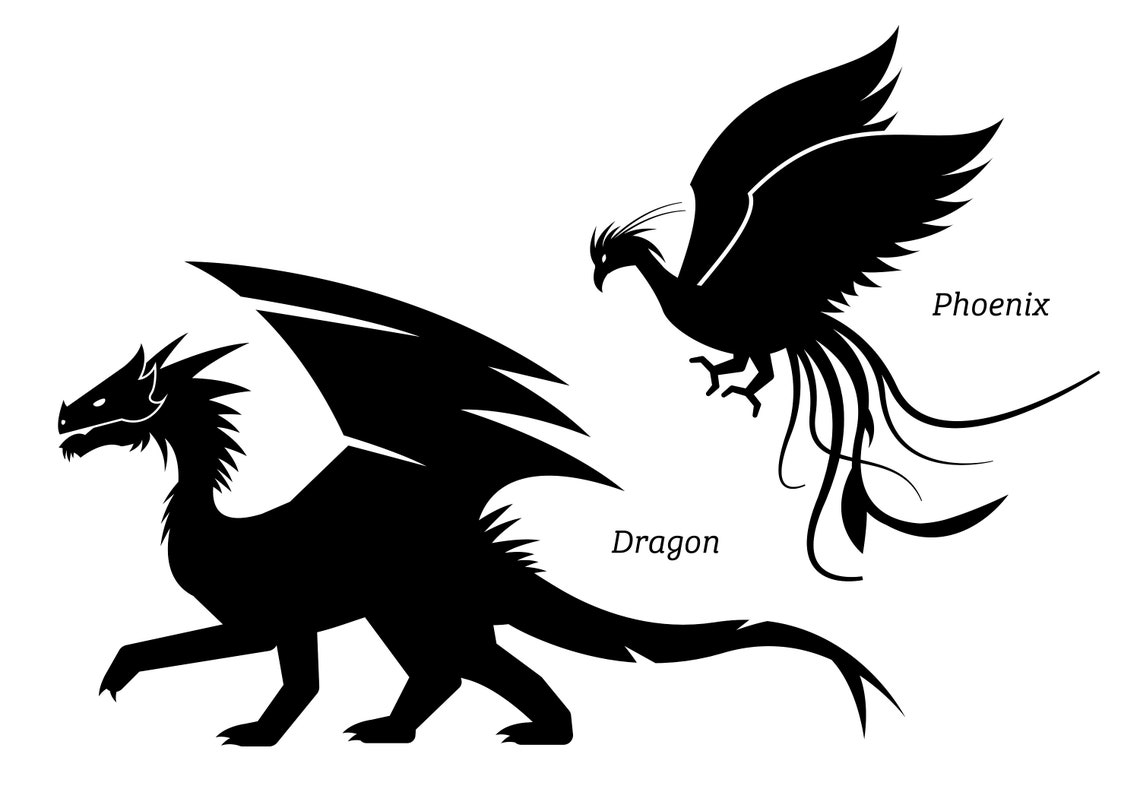 Dragon Phoenix Side View Instant Download Monster Creature Creatures ...