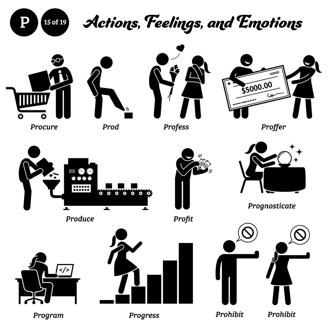 Stick Figures Man People Stickman Silhouette Action Verbs P - Etsy