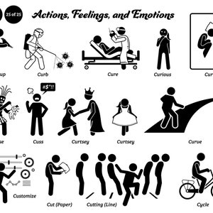 Stick Figures Man People Stickman Silhouette Action Verbs C Vector SVG ...