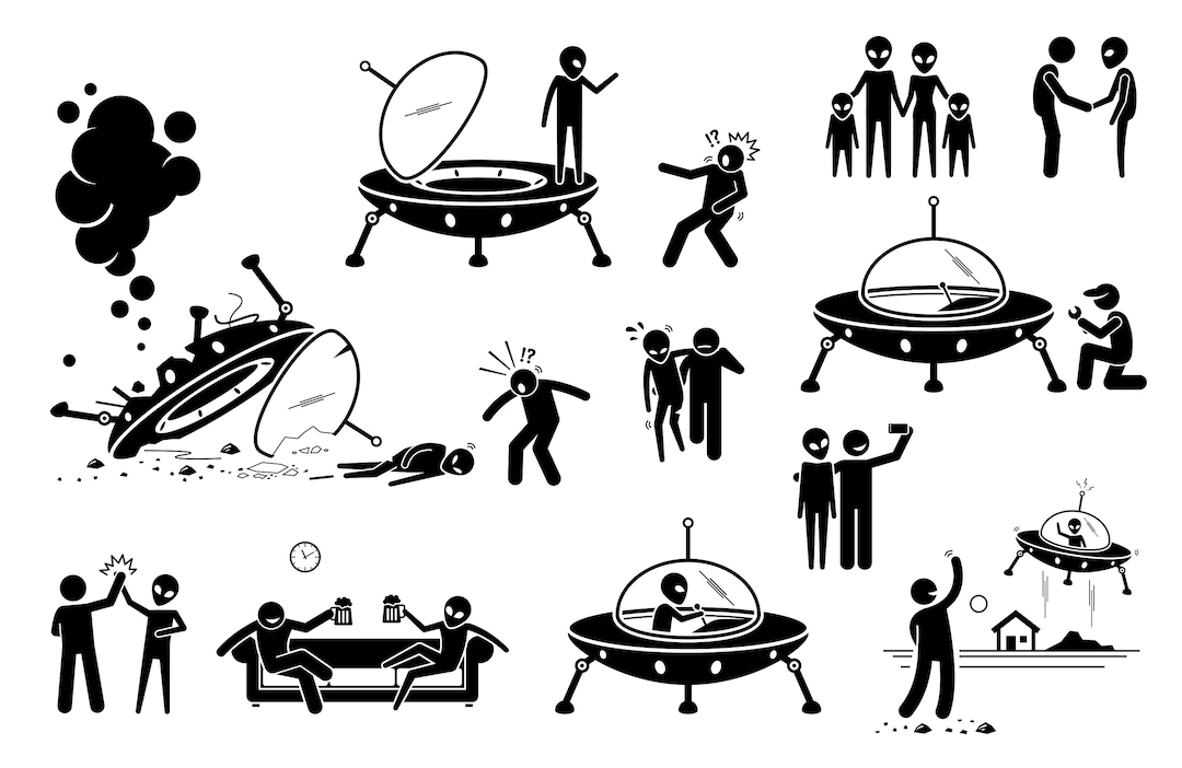 Alien UFO Spaceship Spacecraft Human Humanity People Man Men First ...