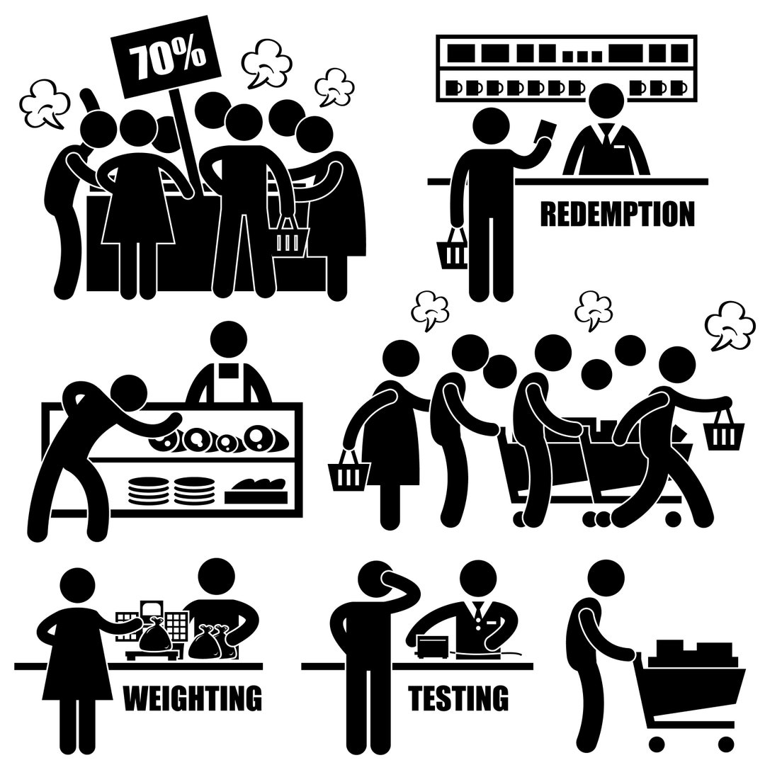 Supermarket Market Shoppers Crazy Rushing Shopping Promotion Retail ...