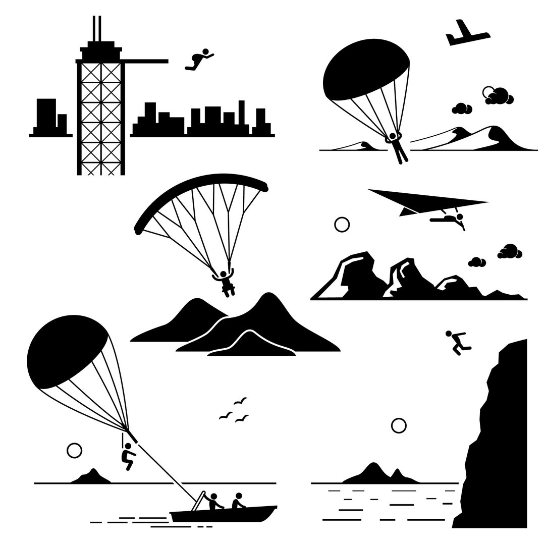 Extreme Sports Base Jumping Parachuting Paragliding Hang Gliding ...