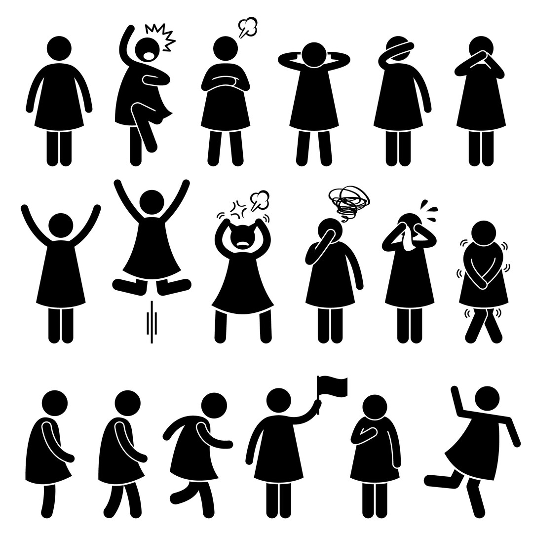 Female Girl Woman Action Poses Postures Standing Shock Angry Raising ...