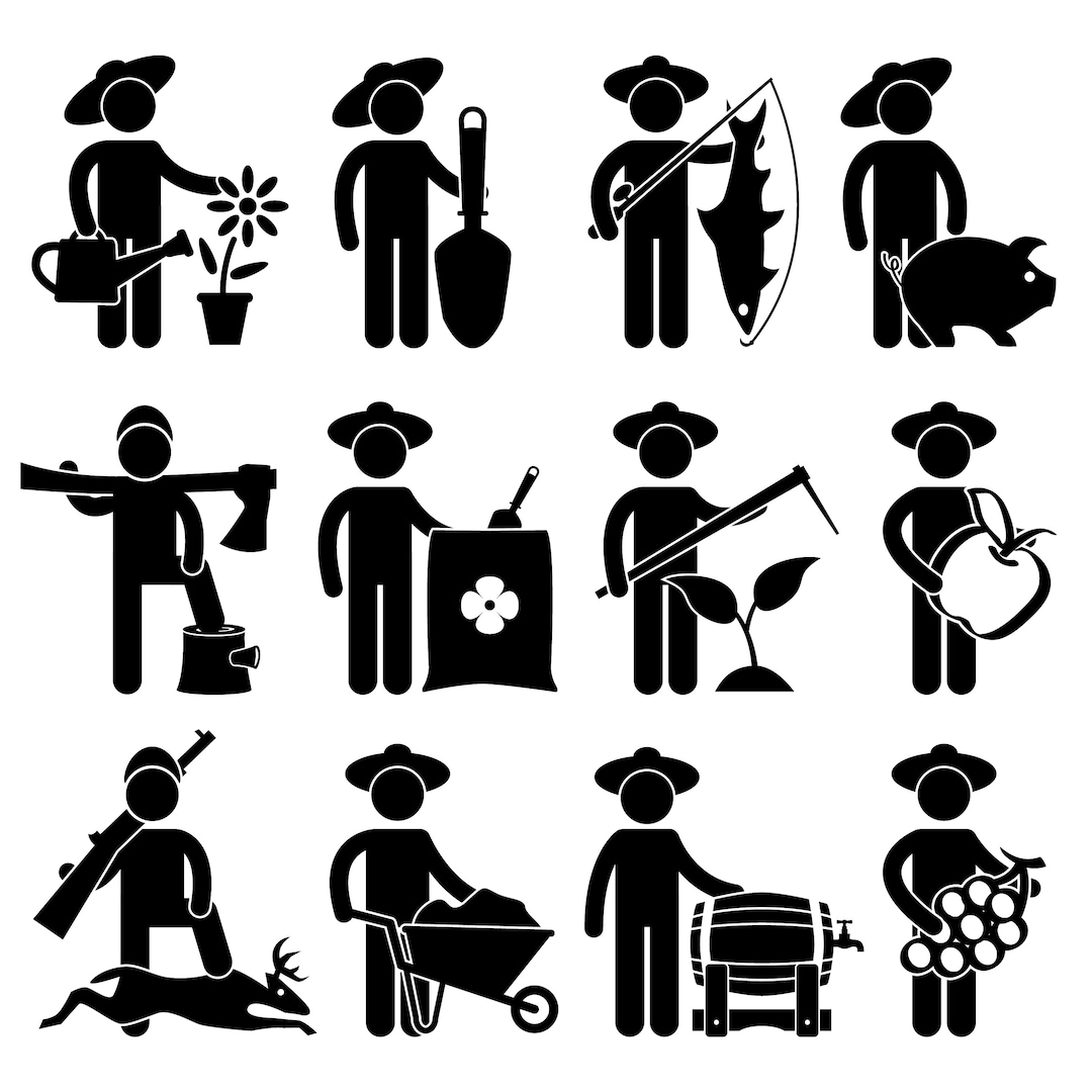 Farmer Farming Agricultural Argriculture Plantation Fishery Hunter ...