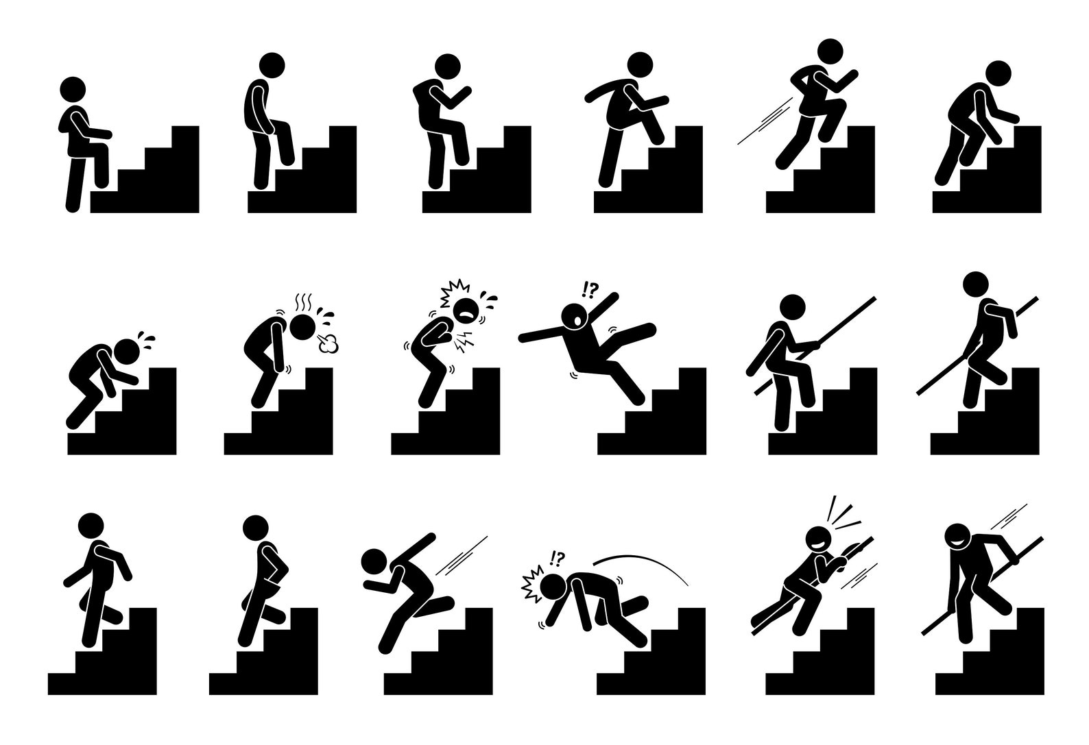 Man People Person Stick Figure Climb Climbing Staircase Staircases ...