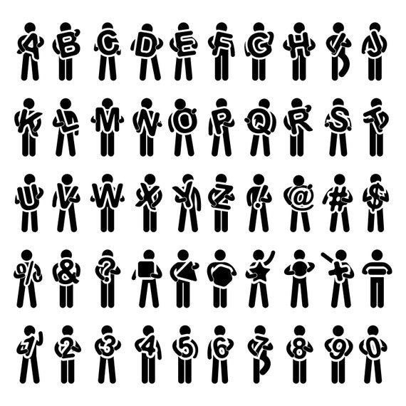 People Holding Alphabet A to Z Text A-Z Icons Number Character - Etsy