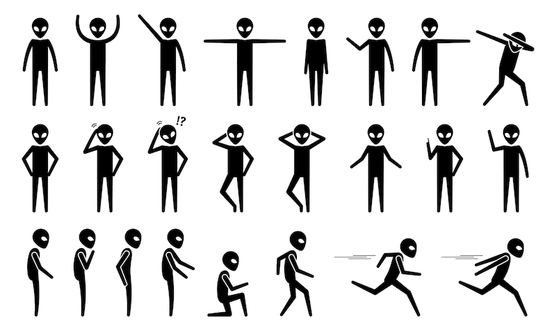 Basic Alien Aliens Intruder UFO Body Poses Pose Action - Etsy