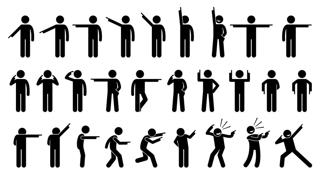 Pointing Point Finger Show Showing Directing Directions Direct Poses ...