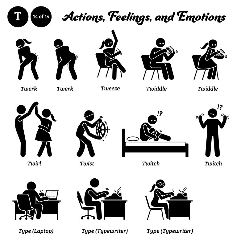 Stick Figures Man People Stickman Silhouette Action Verbs T - Etsy
