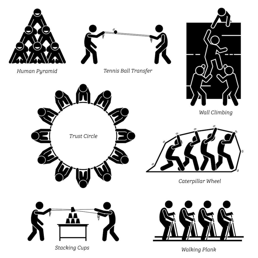 Team Building Activities Games Human Pyramid Wall Climbing Trust Circle ...