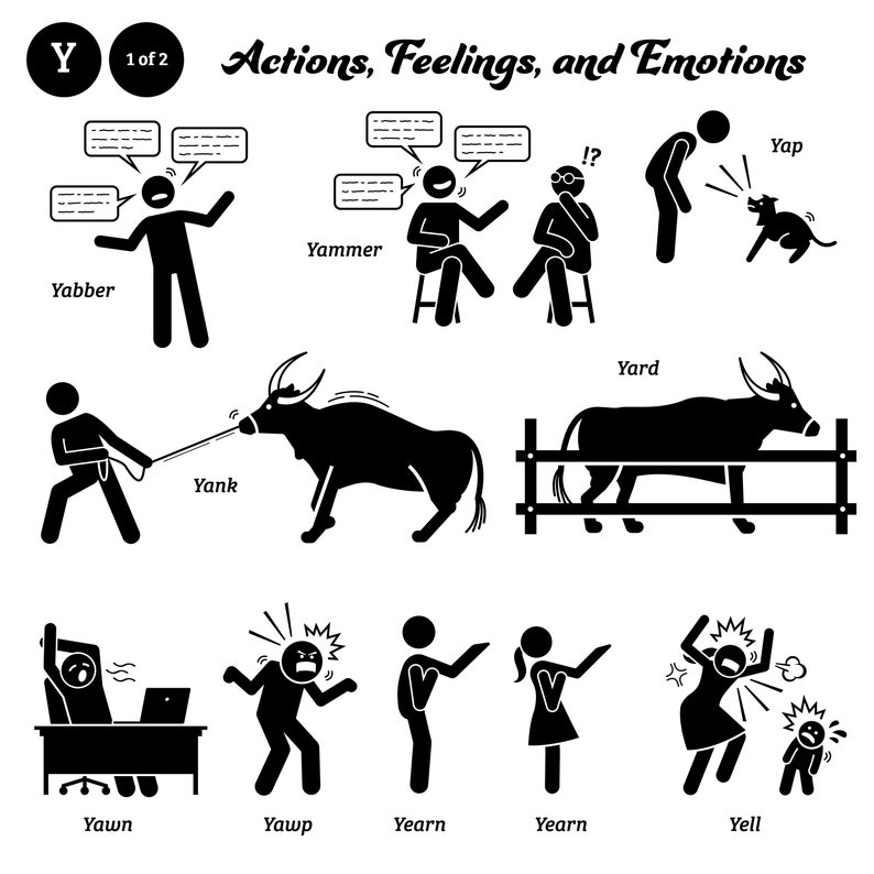 Stick Figures Man People Stickman Silhouette Action Verbs Y - Etsy