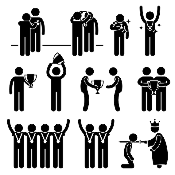 Man Receiving Award Trophy Medallion Gold Medal Reward Prize | Etsy