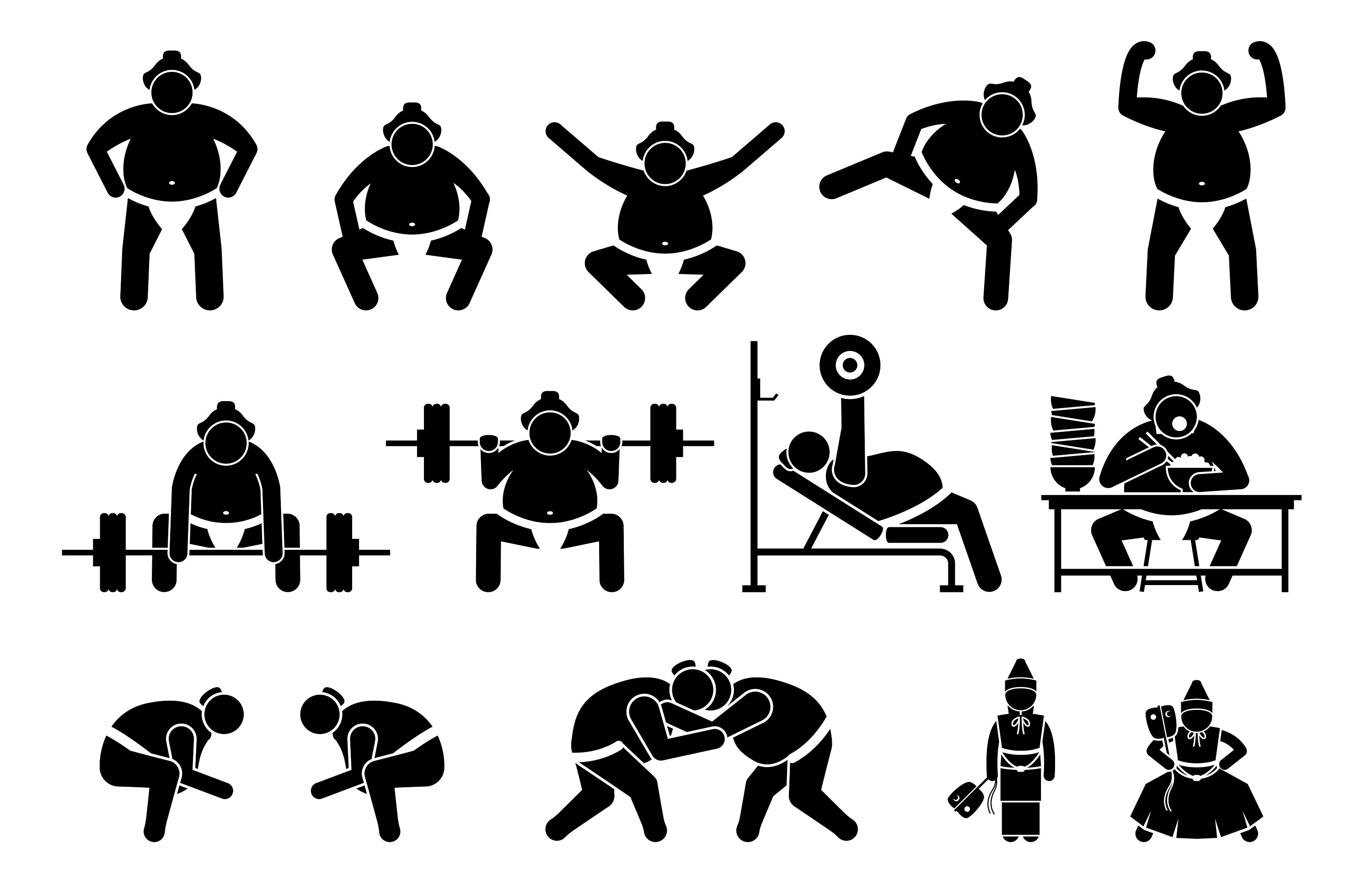 Japanese Japan Sumo Wrestler Wrestling Pictogram Cliparts Clip - Etsy UK