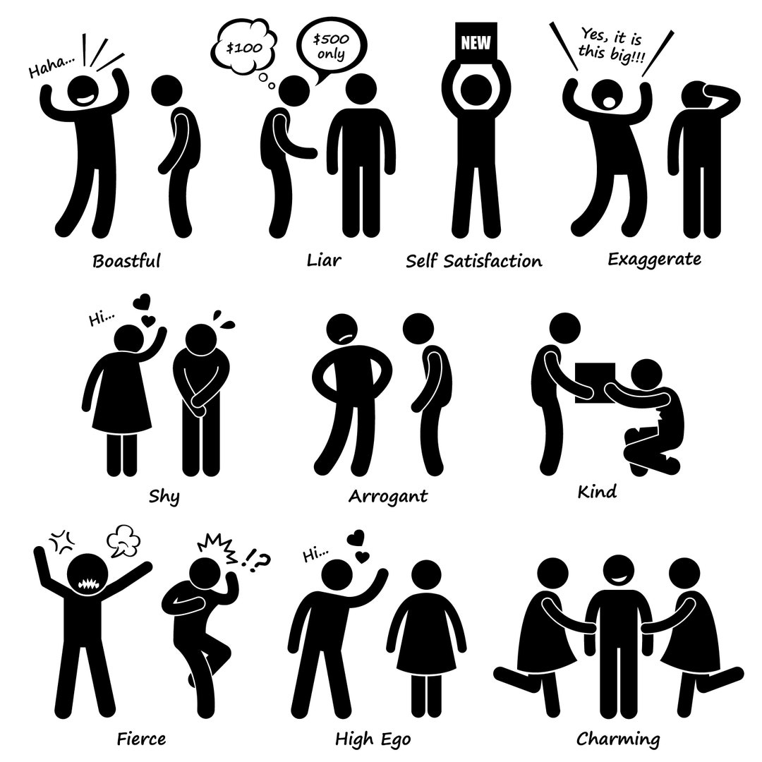 Human Man Character Behavior Boastful Liar Self Satisfaction Exaggerate ...