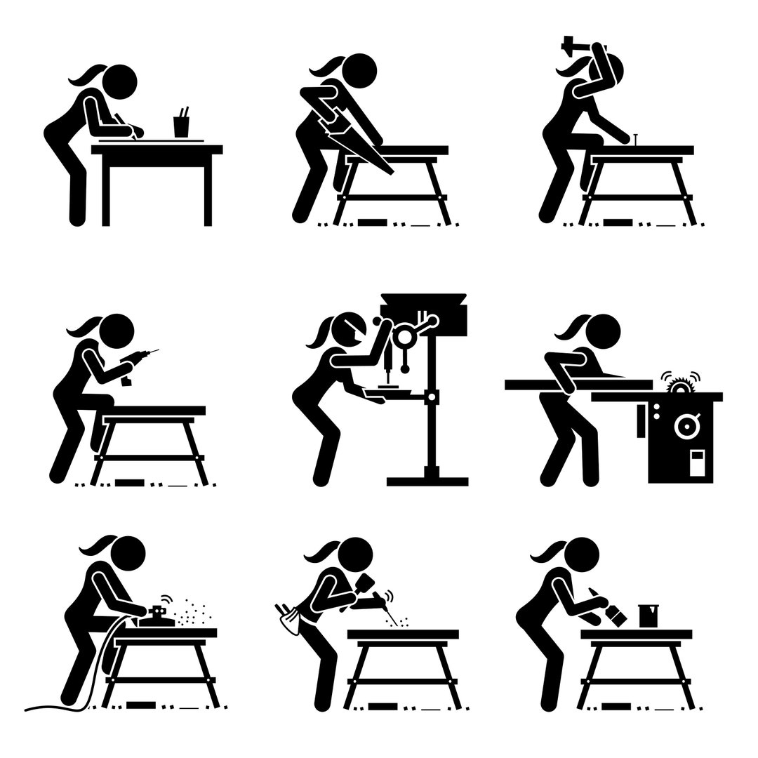 Female Carpenter Carpentry Woman Girl Workshop Workbench Woodwork ...