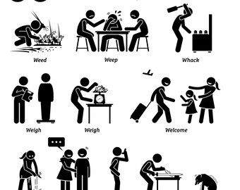 Stick Figures Man People Stickman Silhouette Action Verbs S Vector SVG ...