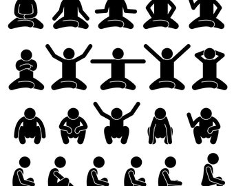 Stick Figure Sitting - Etsy