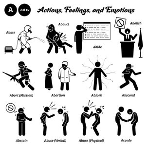 Stick Figures Man People Stickman Silhouette Action Verbs A Vector SVG ...