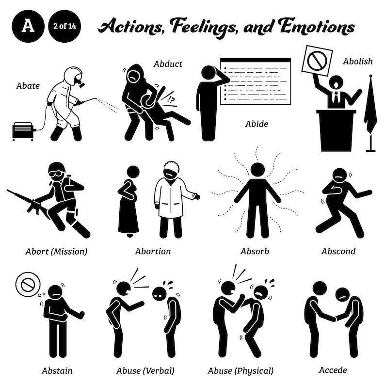 Stick Figures Man People Stickman Silhouette Action Verbs A Vector SVG ...