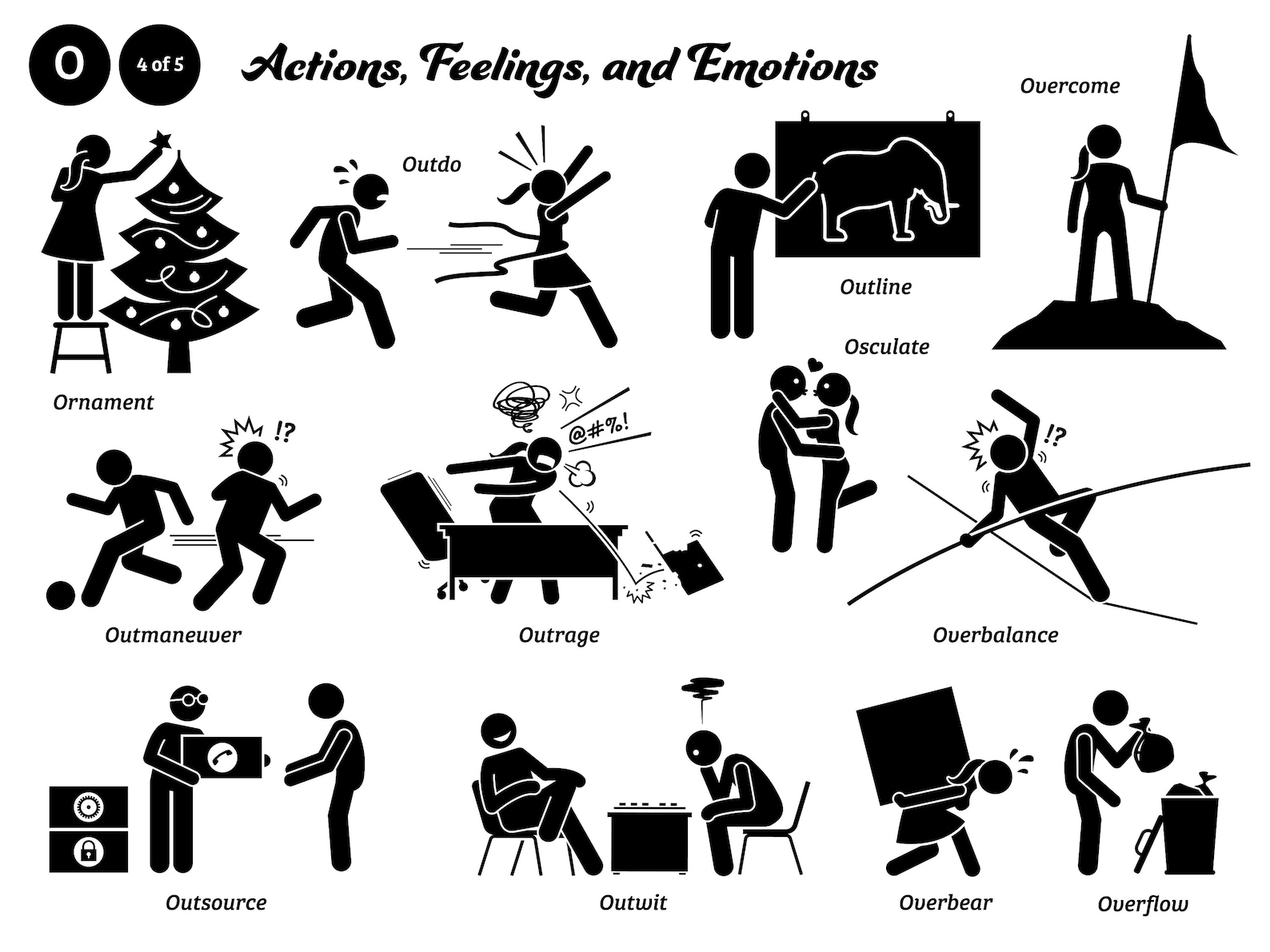 Stick Figures Man People Stickman Silhouette Action Verbs O - Etsy