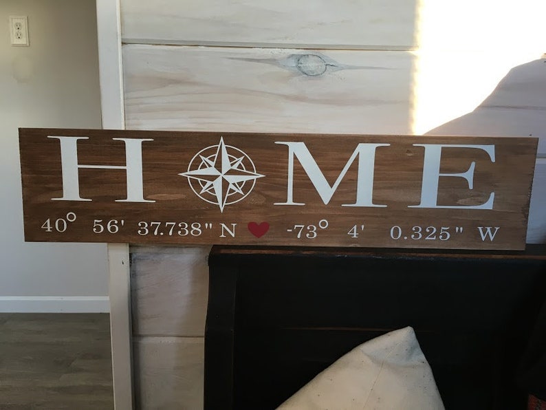 Home Sign With Coordinates - Etsy