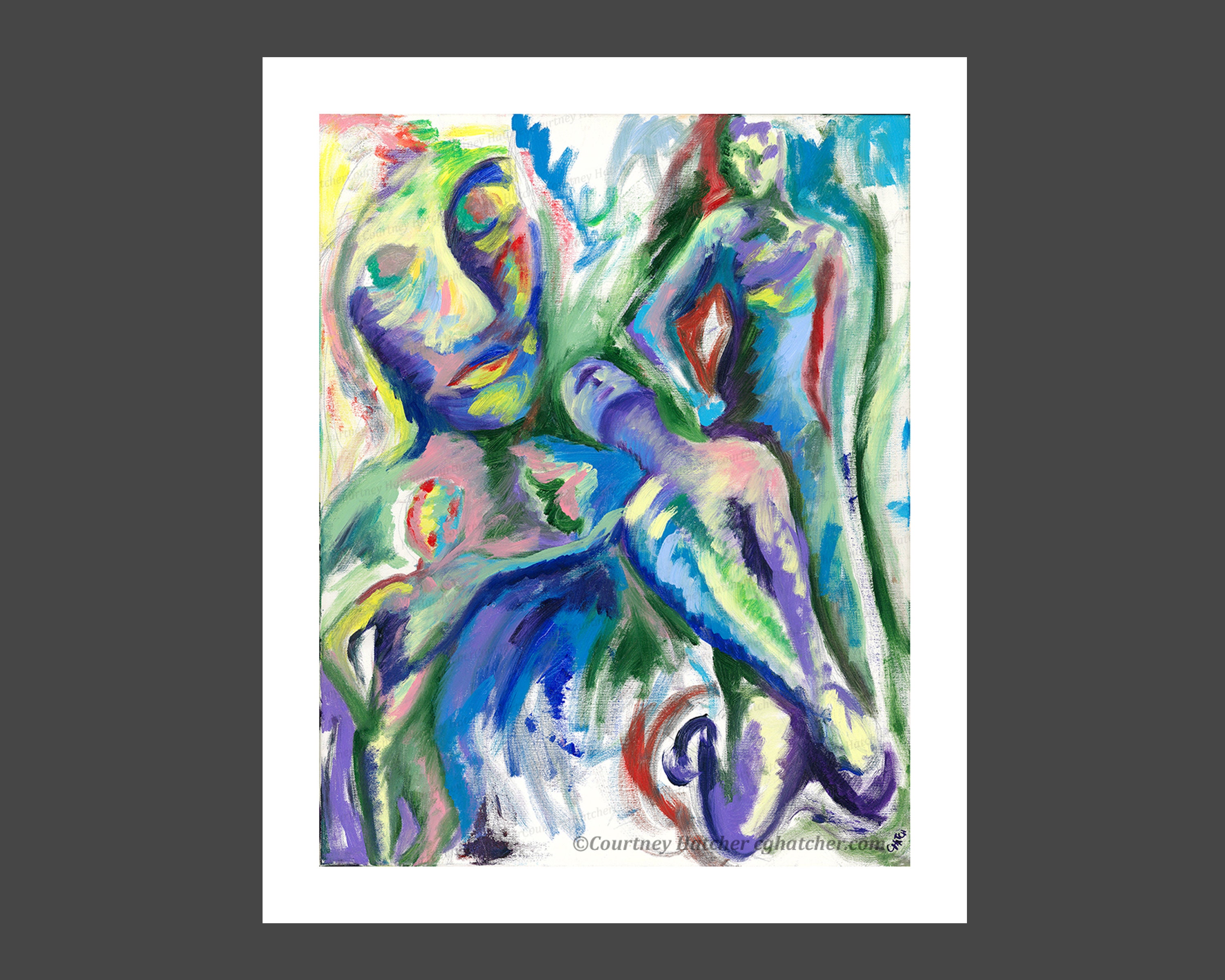 Expressive Figure Art Print, Vibrant Giclee Print, Blue Artwork ...