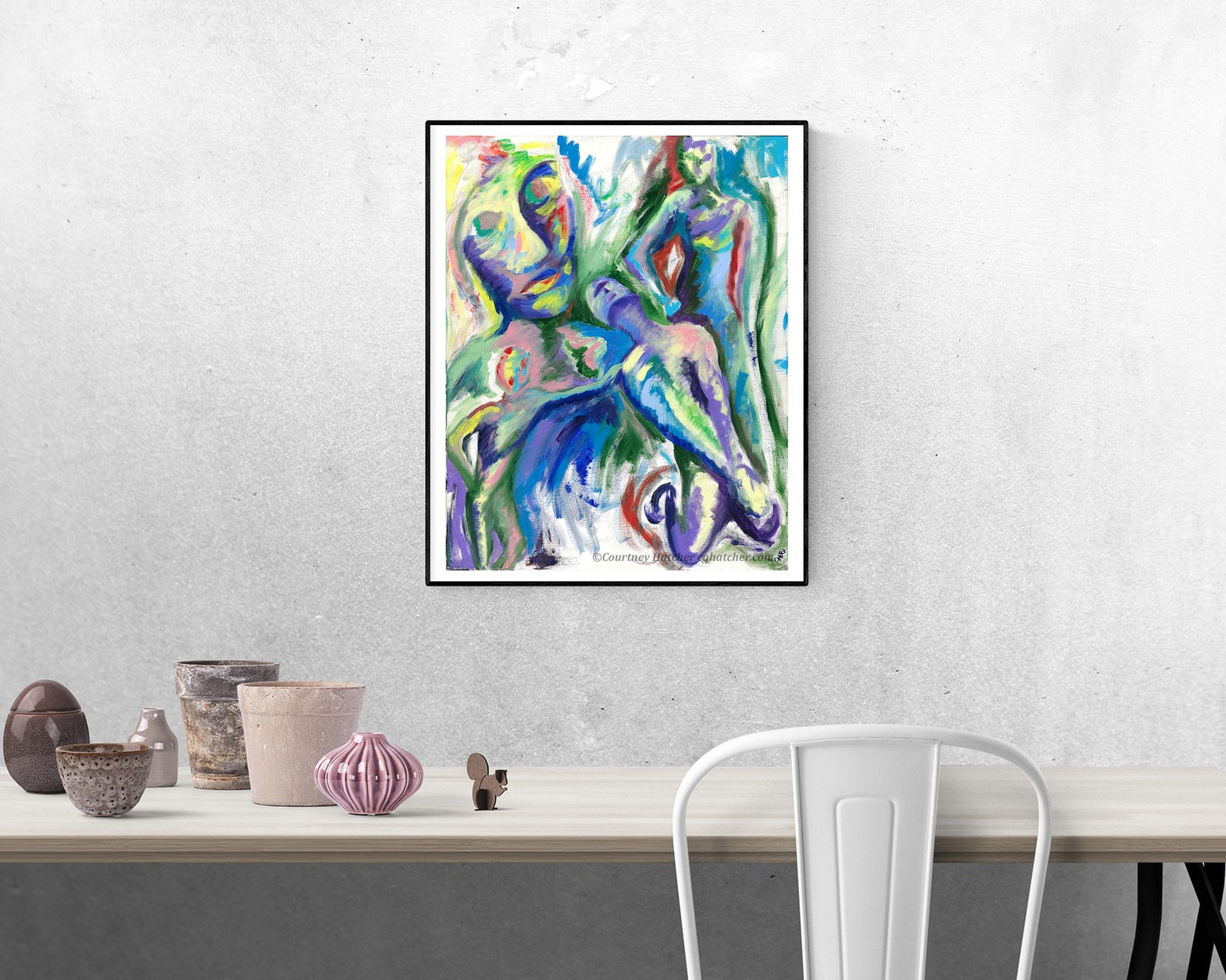 Expressive Figure Art Print, Vibrant Giclee Print, Blue Artwork ...