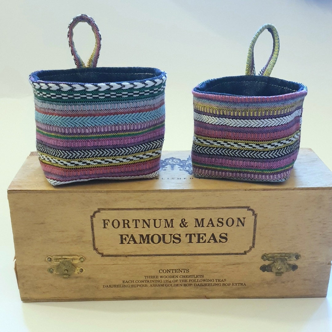 Mini Fabric Basket, Small Neutral Fabric Storage, Hanging Basket ...